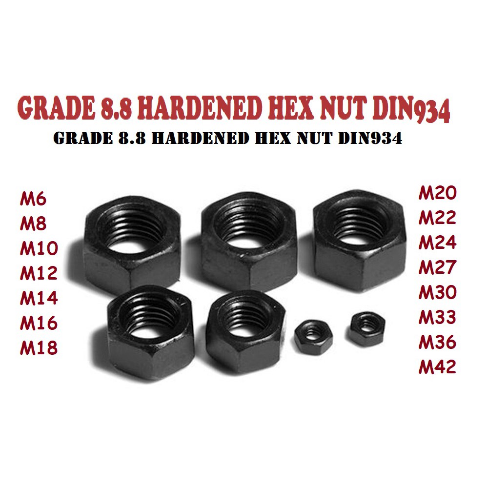 Black Oxide Grade 8.8 Carbon Steel Hex Nuts Nut M6 M8 M10 M12 M14 M16 ...