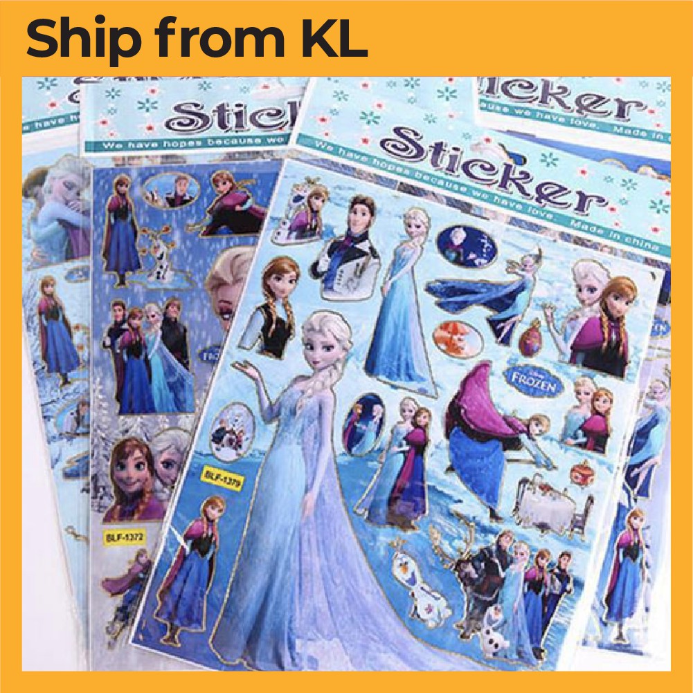 Ready Stock Large Sticker Elsa Anna 3D Sticker Scrapbooking Sticker for ...