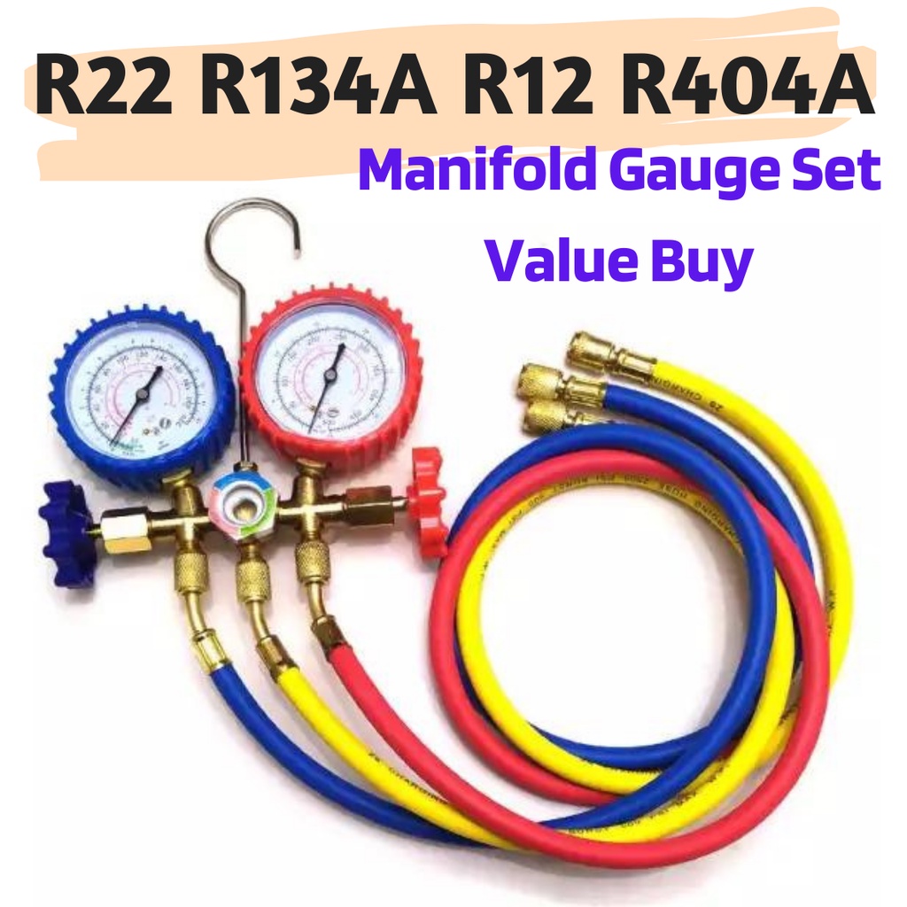 Manifold Gauge R22 R134a R404a R12 GAS METER Air Cond Refrigerant | Shopee Malaysia
