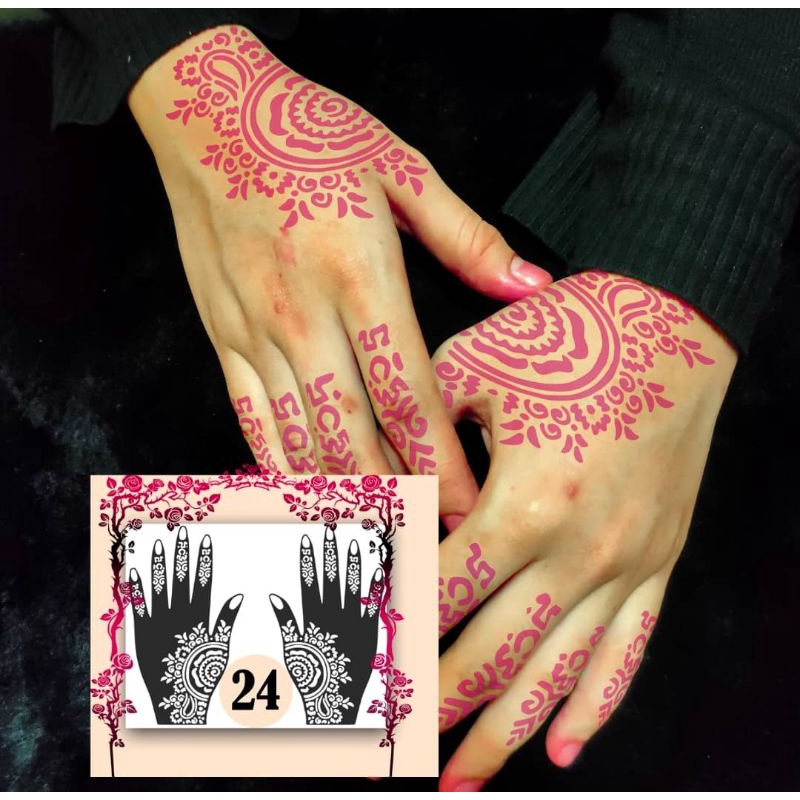 Sticker Henna Mehndi Stencil Untuk Pengantin Nikah Tunang Stiker Inai ...