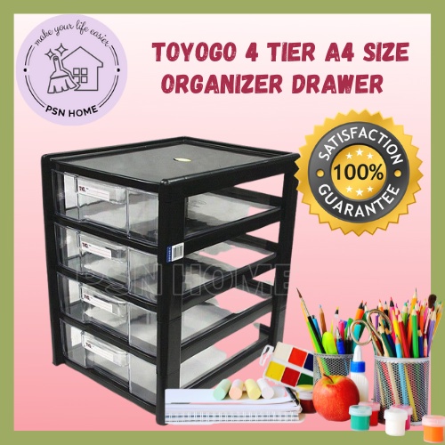TOYOGO Desktop Office Stationery 4-Tier A4 Size Organizer Drawer Laci ...