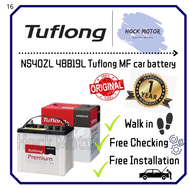 NS40ZL 48B19L Tuflong Hitachi MF car Battery for all perodua myvi, alza ...