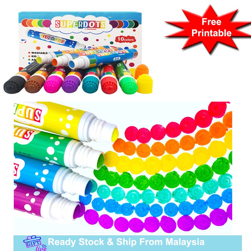 SUPERDOTS Art Dot markers Set 10 Colours Craft painting Art superdot ...
