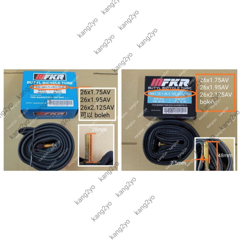 Tiub bulatan dalam 559 ) TIUB BASIKAL 26x1.75 AV 26x1.95 AV 26x2.125 AV ...