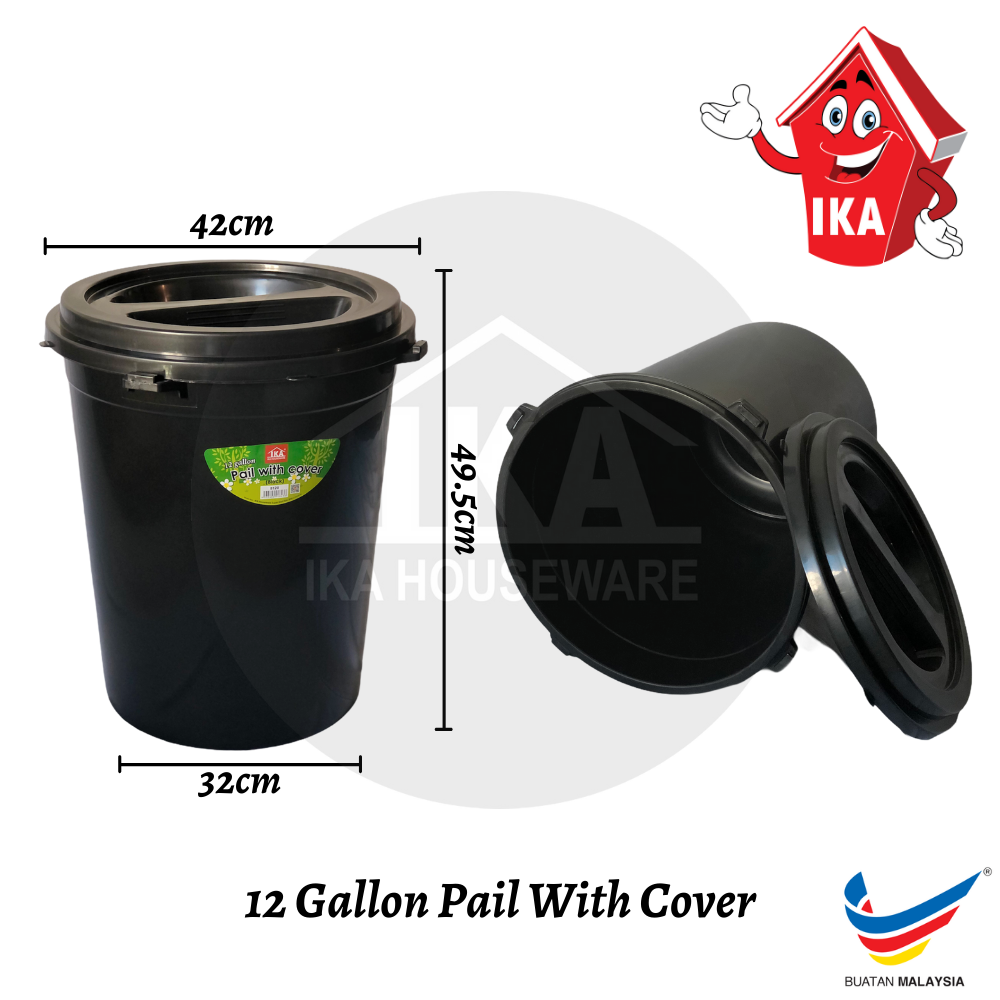 12 Gallons Plastic Water Pail with Lid Baldi Bekas Plastik 45 Litres ...