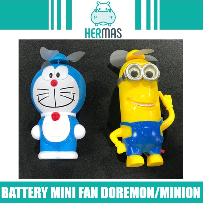 PORTABLE HANDHELD CUTE BATTERY MINI FAN DOREMON MINION DESIGN ...