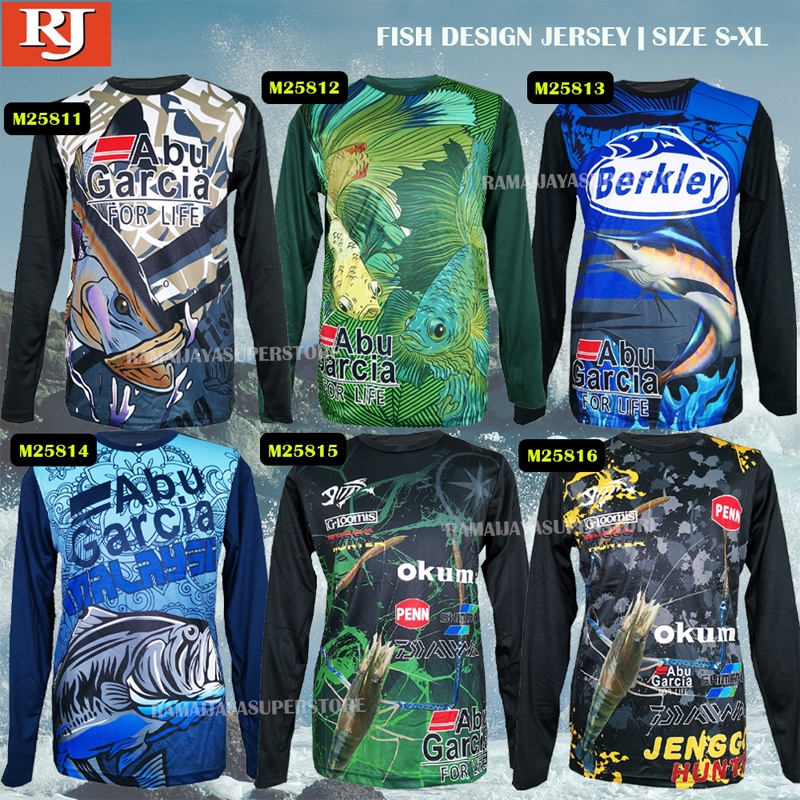 Unisex Ikan Memancing Design LENGAN PANJANG Fishing Fish Design | Size ...