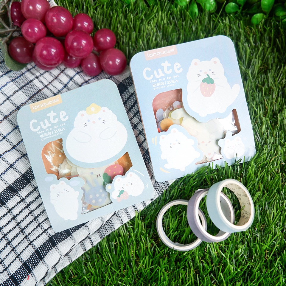 Cute Round Cats Flake Sticker Set - Decorative Stickers | Shopee Malaysia