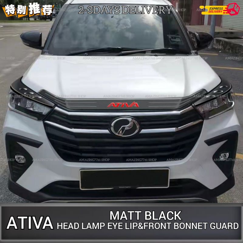 AMAZING PERODUA ATIVA MATT BLACK FRONT HEAD LAMP EYE LID COVER GARNISH ...