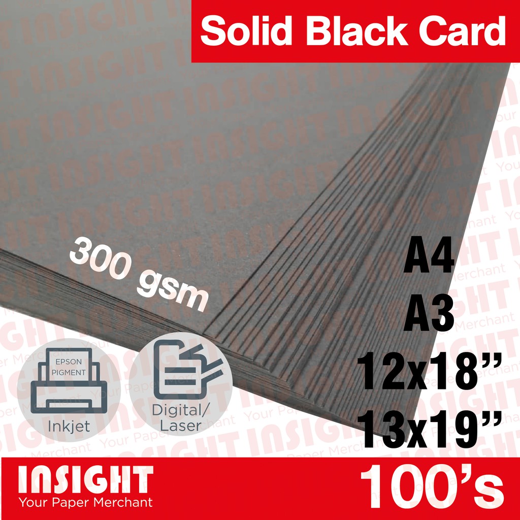 Solid Black Card 300gsm DIY Heavy Card Decoration Card Kad Seni Hand ...