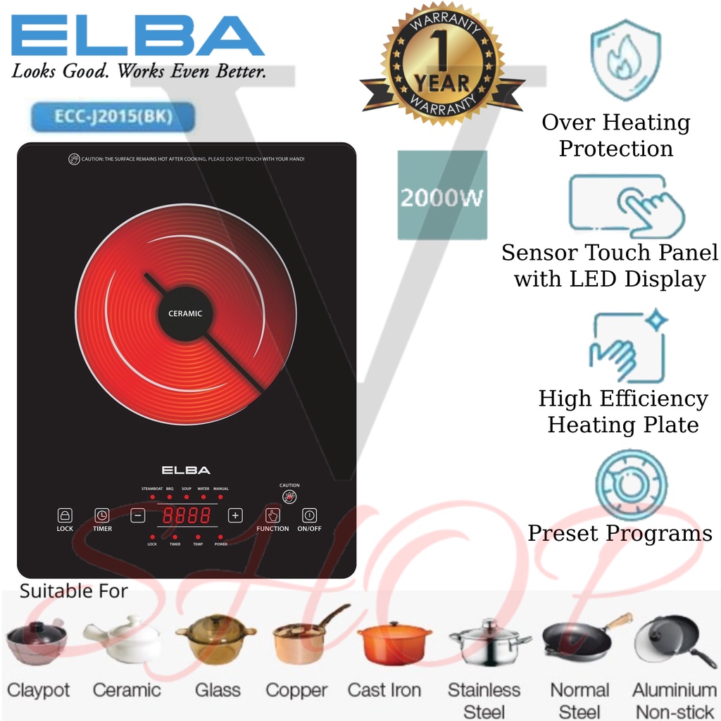 ELBA CERAMIC COOKER ECC-J2015(BK) | Shopee Malaysia