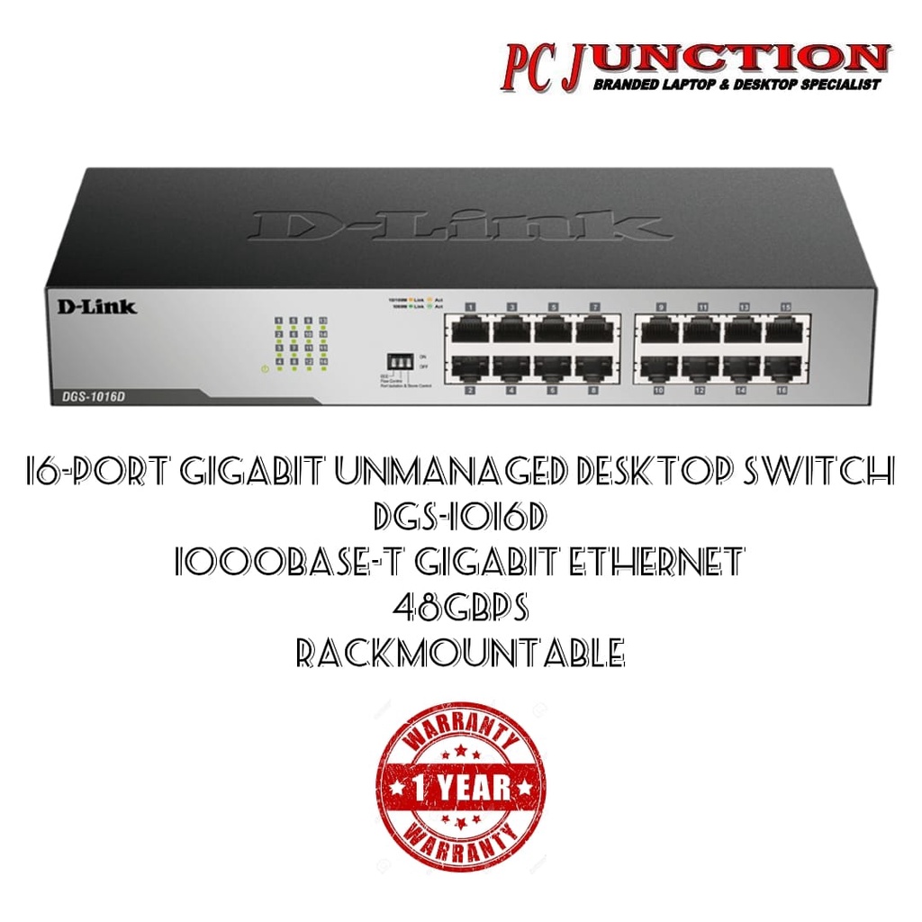 16-Port Gigabit Unmanaged Desktop Switch DGS-1016D | Shopee Malaysia