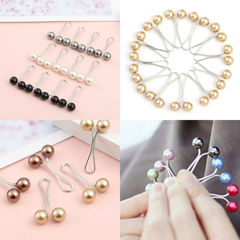 12pcs/set Lady Muslim Scarf Hijab Clips Brooch Pearl Pins Fixed ...