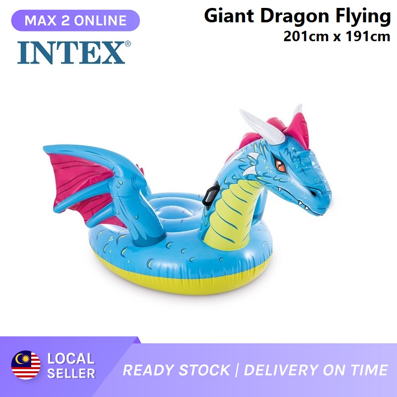 INTEX Giant Dragon Flying Floating Kids Swimming Pool Float Ride-On Toy ...