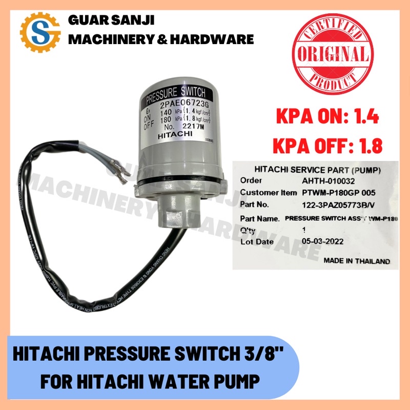 [ORIGINAL] HITACHI WATER PUMP PRESSURE SWITCH SUIS PAM AIR KPA140-180 ...