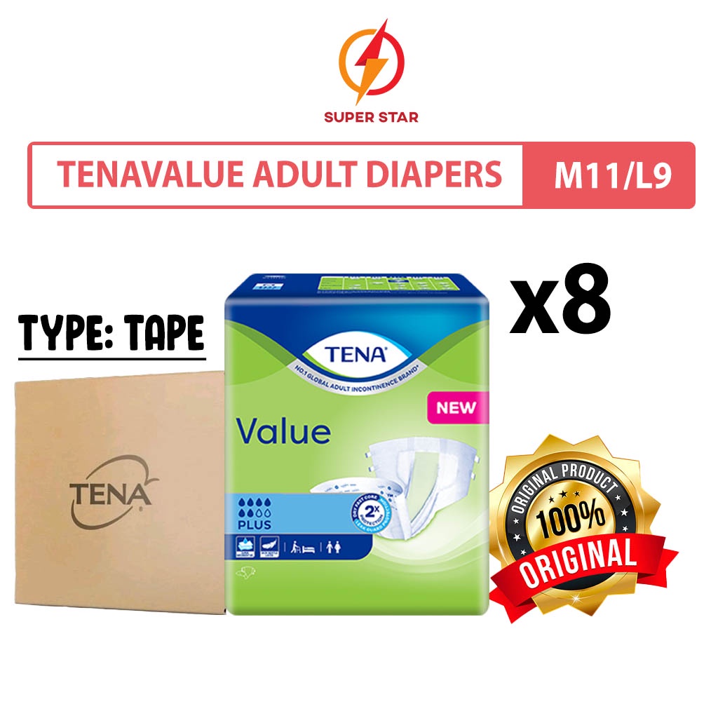 Tena Value Adult Diapers M11/L8/XL8 - 1 Carton (8 Packs) | Shopee Malaysia