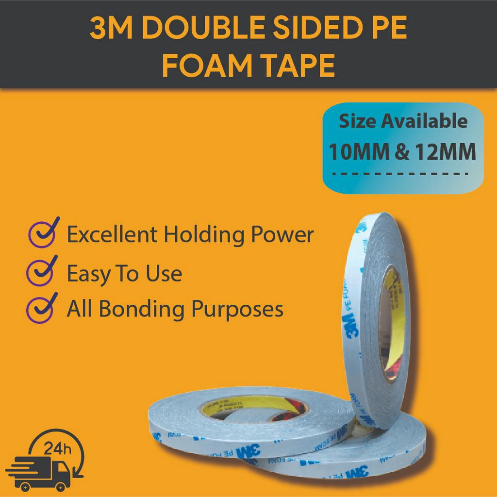 Blue Double Sided PE Foam Tape ( 10mm X 10Y / 12mm X 10Y ) PE双面胶 3M ...