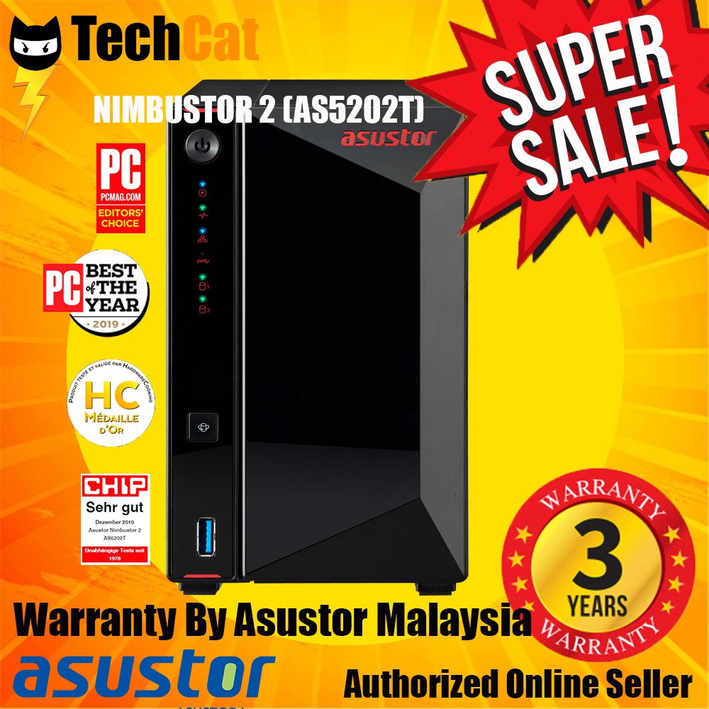 ASUSTOR NIMBUSTOR 2 AS5202T 2-Bays Nas Enclosure (100% Genuine Brand New Malaysia Set) | Shopee ...