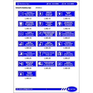 SAFETY SIGNAGE / SAFETY SIGN / PAPAN TANDA KESELAMATAN / MANDATORY SIGN ...