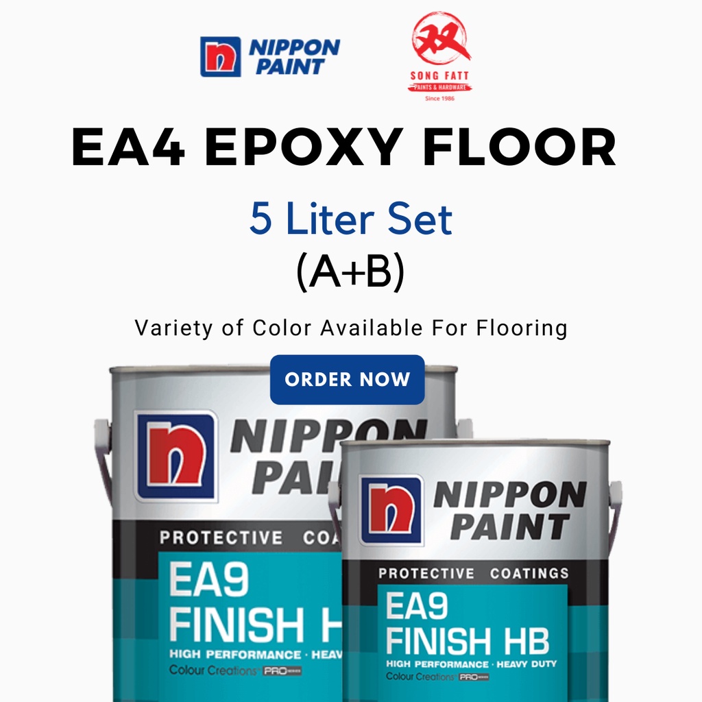Nippon EA9 Finish HB (WHITE/COLOUR) 5Lset A+B Waterproof/EA4/Fruit Grade/Non-Toxic/CAT LANTAI ...