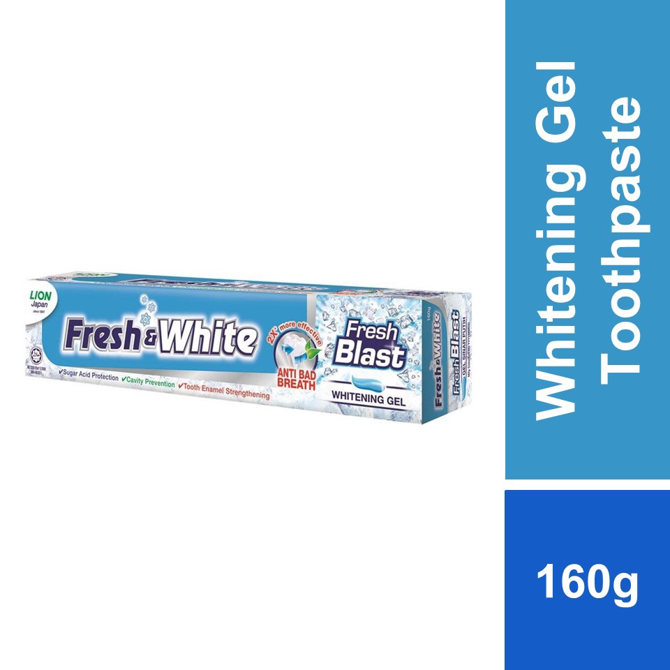 Fresh & White Fresh Blast Toothpaste Whitening Gel 160g | Shopee Malaysia