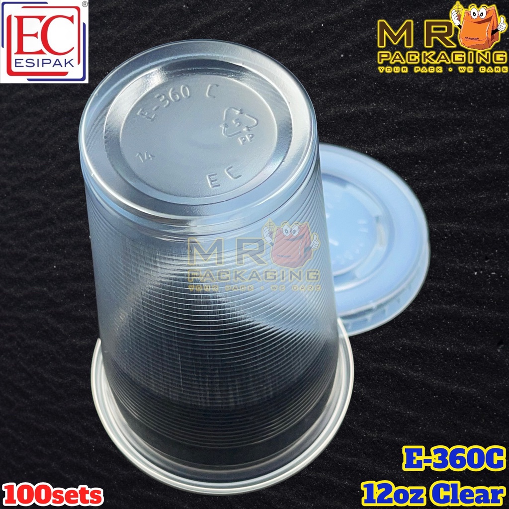12oz PP Cup with Flat Lid Clear Printed [ 100sets ] EC E360C 360ml ...