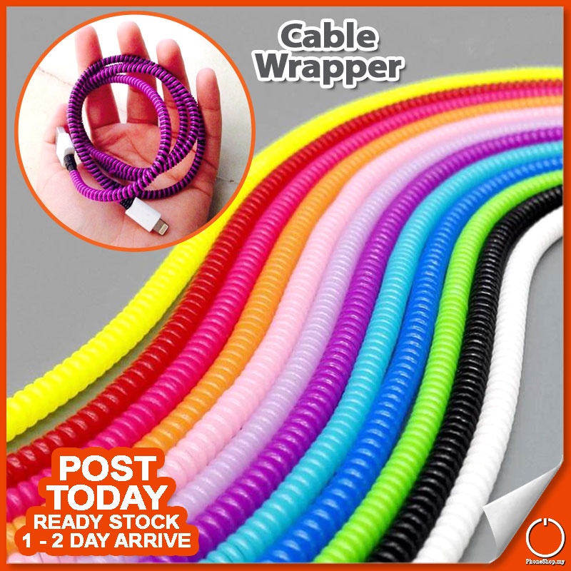 𝗖𝗔𝗕𝗟𝗘 𝗪𝗥𝗔𝗣𝗣𝗘𝗥 Wire Cord Spring Protector Wire Protection TPU Spiral ...