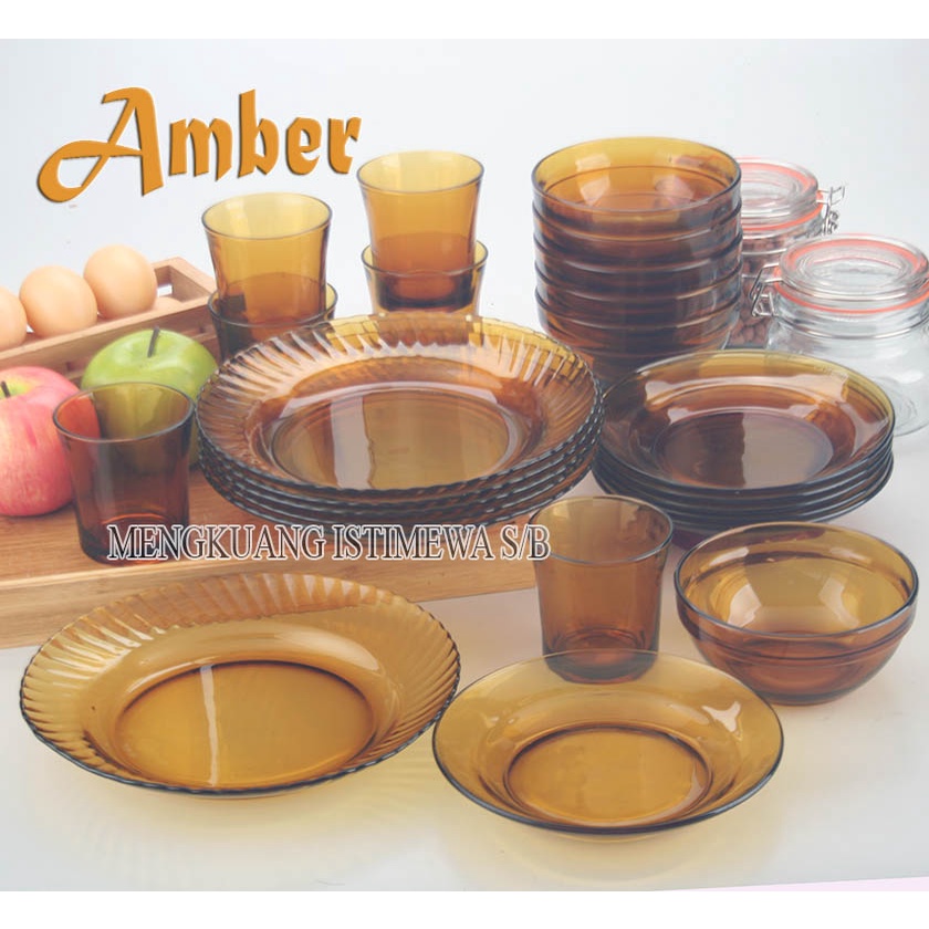 6pc Amber Glass Plates and Bowl Set SE53400 | Shopee Malaysia