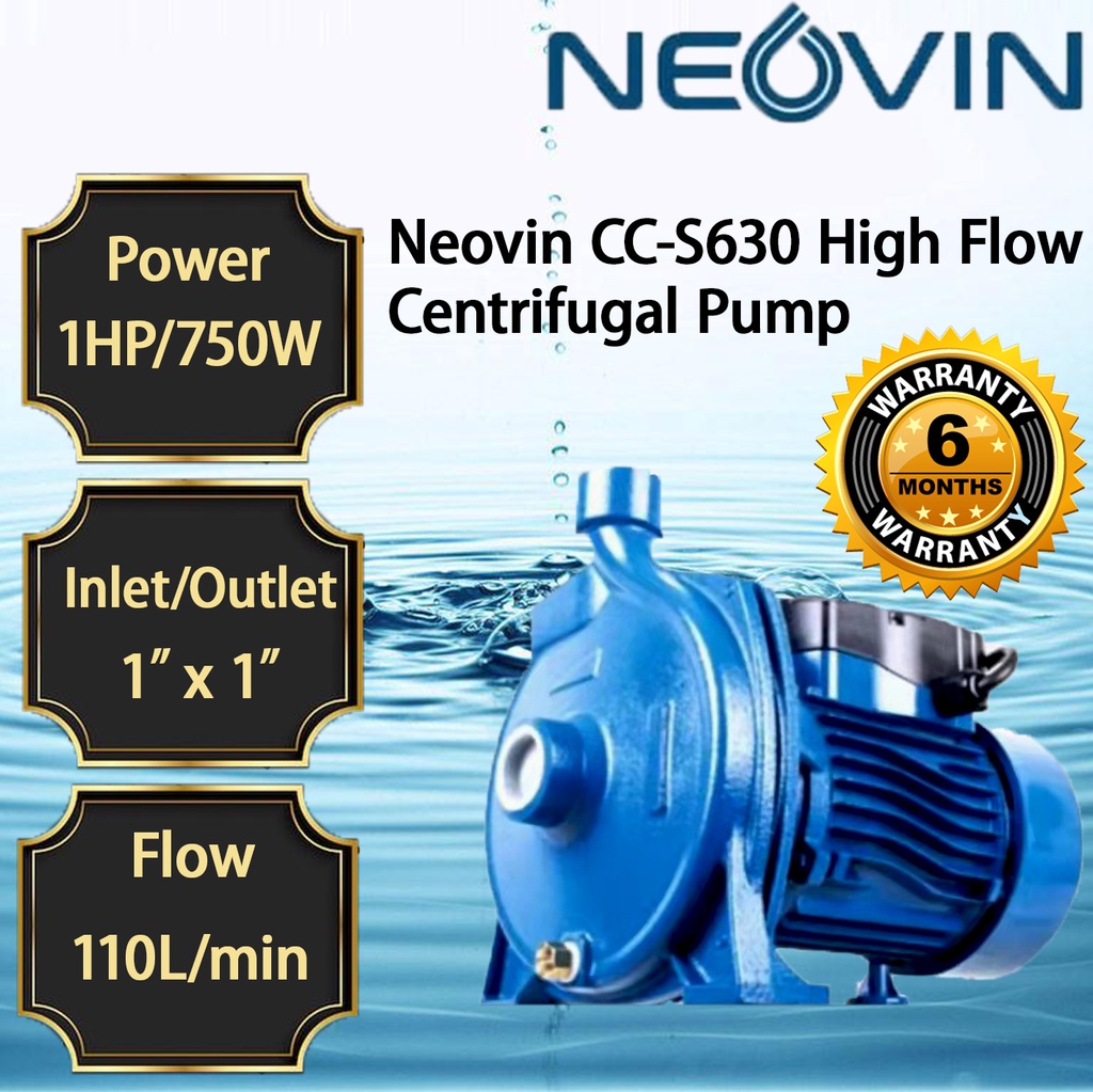 Neovin 1HP 750W CC-S630 High Flow Centrifugal Water Pump Pam Air Kebun ...