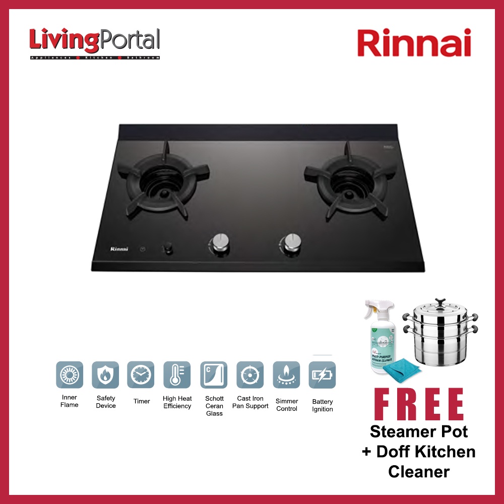 RINNAI 2 Inner Burner Gas Hob RB-2CGT | Shopee Malaysia