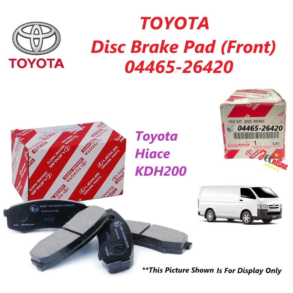 TOYOTA Disc Brake Pad (Front) 04465-26420-Toyota Hiace KDH200 | Shopee ...