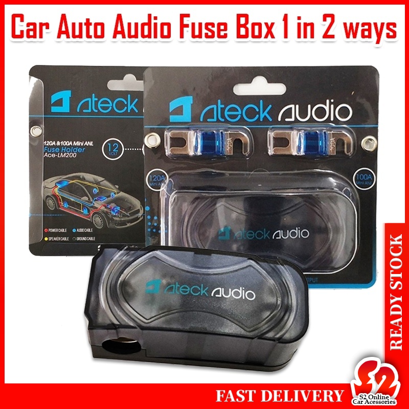 Car Auto Audio Fuse Box 1 in 2 ways Out 100A Car Audio Power Fuse ...