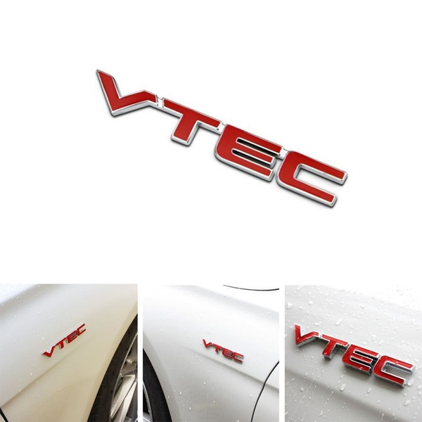 Red Metal VTEC Logo Car Letter Sticker Auto Fender Decal Chrome Emblem ...