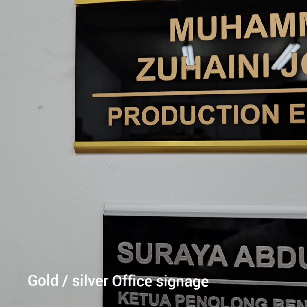 Jawatan Office Sign Name Job Position Title Plate with Gold Aluminium ...