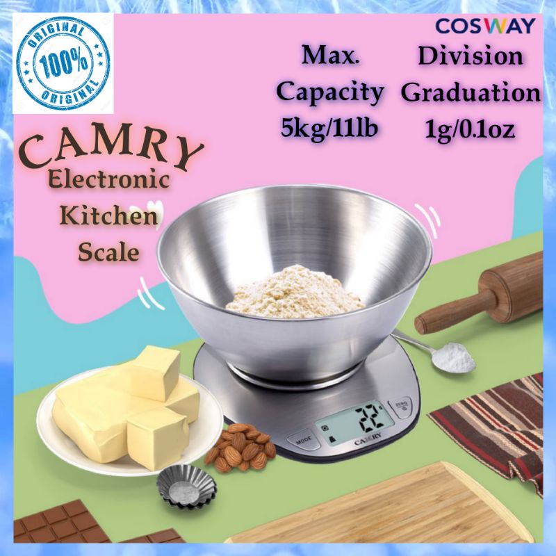 Cosway Camry Electronic Kitchen Scale with Stainless Steel Mixing Bowl ...