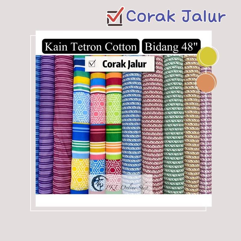 PKL Kain Tetron Cotton / Corak Jalur / Bidang48" / Open Meter / RM 2.20 ...