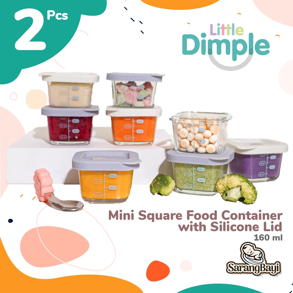 Little Dimple Baby Food Container with Silicone Lid Snack Pack Of 2 ...