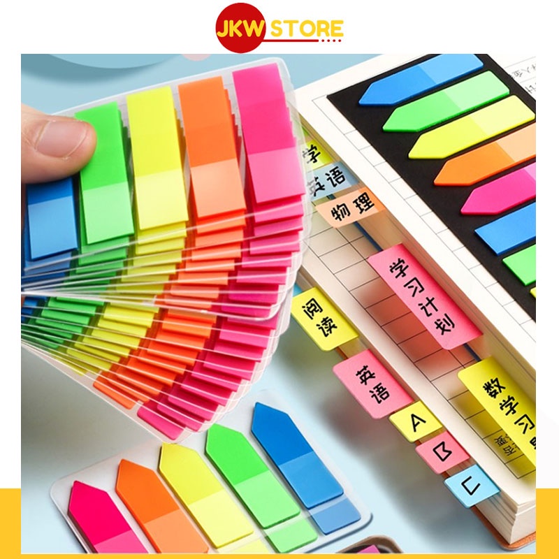 5 Colors Fluorescent Sticky Notes Index Labels Sticker Student ...