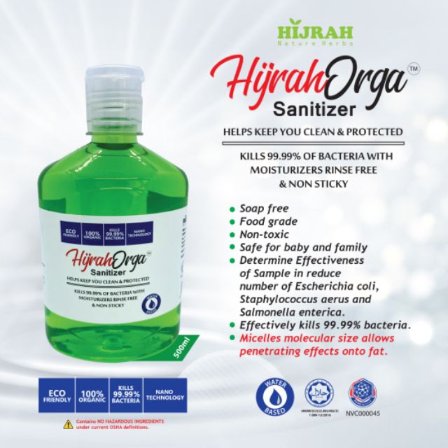 Hijrah Organic sanitizer ("Free gift penutup pump") | Shopee Malaysia