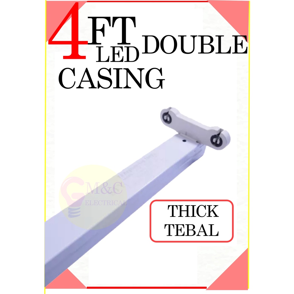 LED T8 Casing 4FT Double (THICK TEBAL) Lampu Panjang Siling Dinding ...