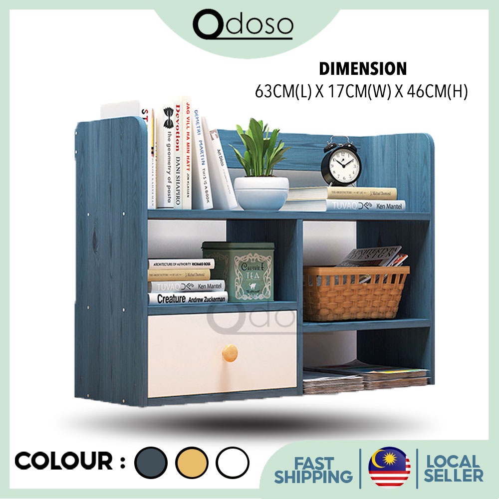 ODOSO D4743 Sturdy Wooden Table Top Book Rack Book Shelf Table ...