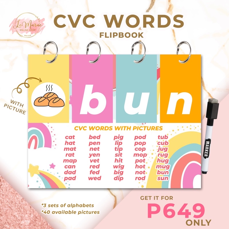 Flipbooks CVC Words with photos Readinv Writing and Forming Words ...