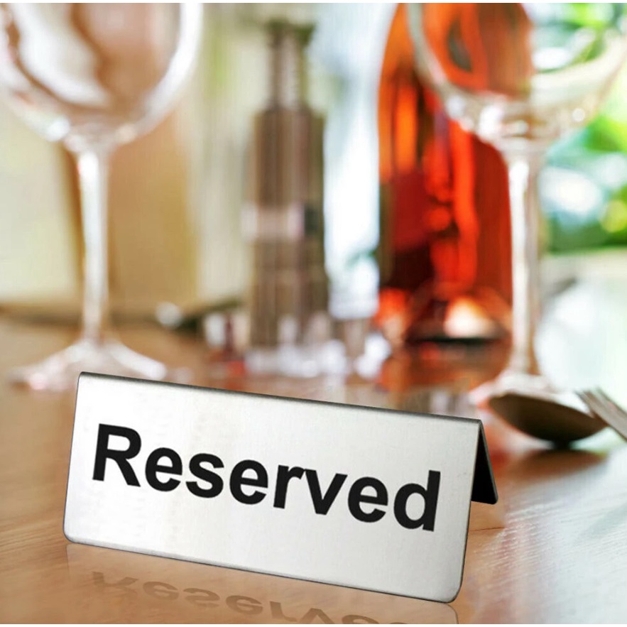 Reserved Double Sided Stainless Steel Table Sign Card Holder Tabletop ...