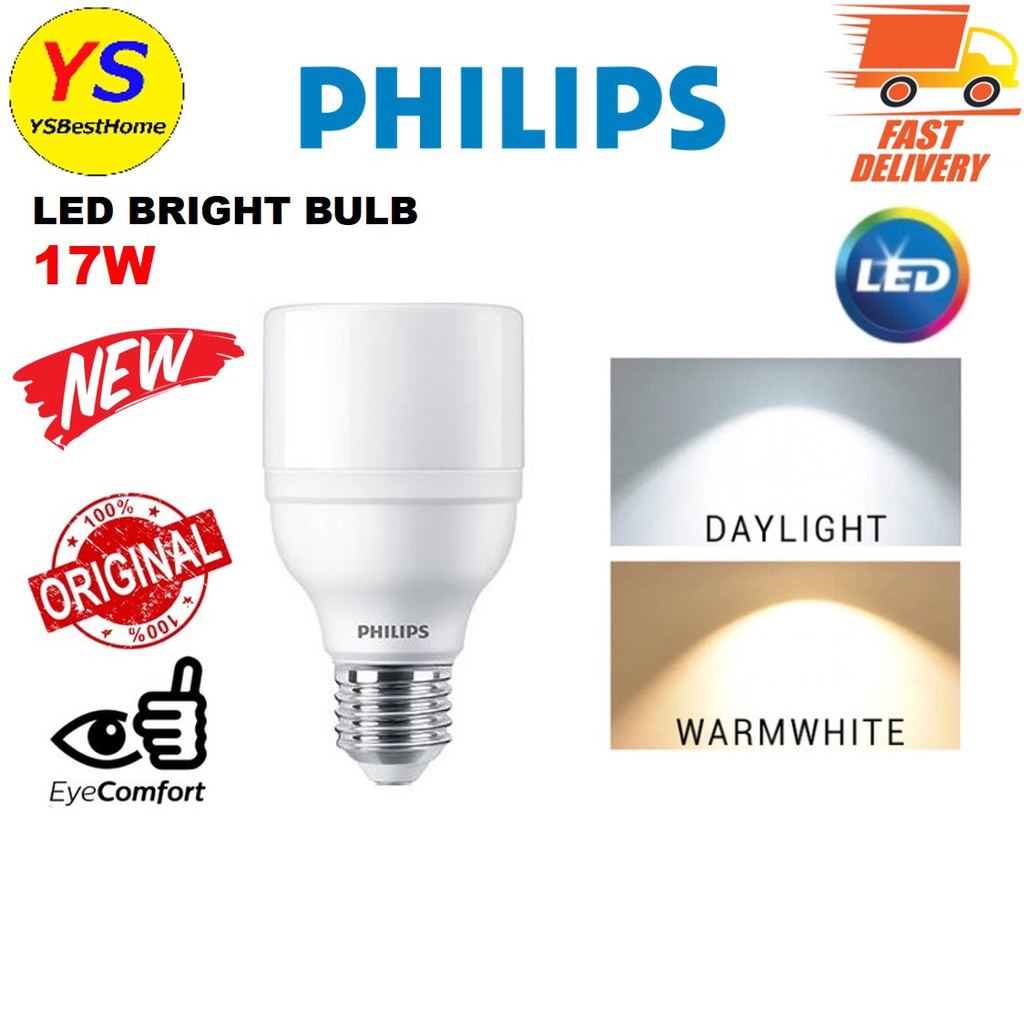 Philips Led Bright 17W E27 Bulb (Cool Daylight, 6500K, 2350Lm / Warm White, 3000K, 2250Lm ...