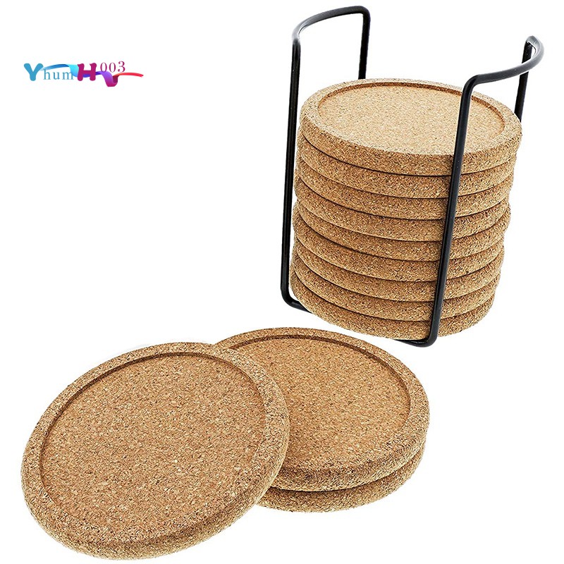 ☆Cork Coasters with Lip for Drinks Absorbent Thick Rustic Saucer with ...