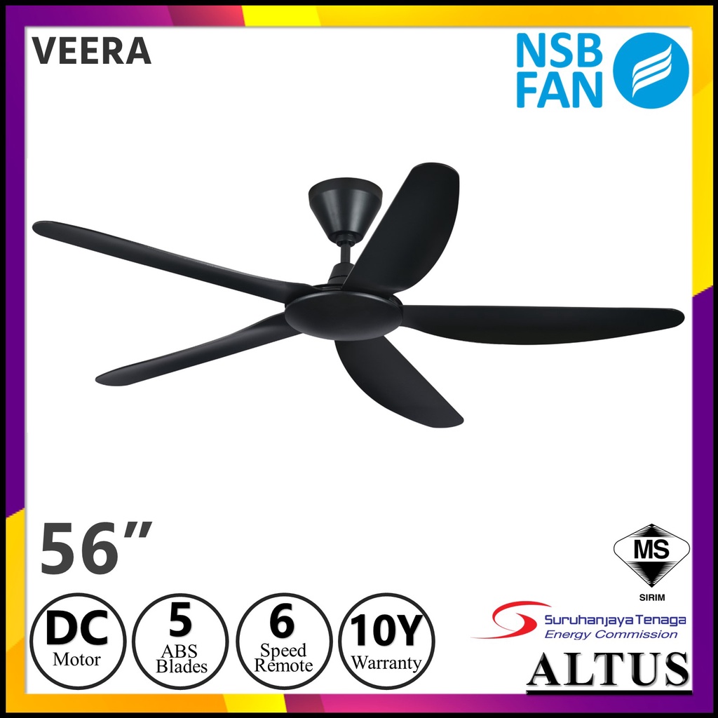 NSB FAN VEERA CEILING FAN 56" 5 Blade DC Motors NSB CEILING FAN Kipas ...