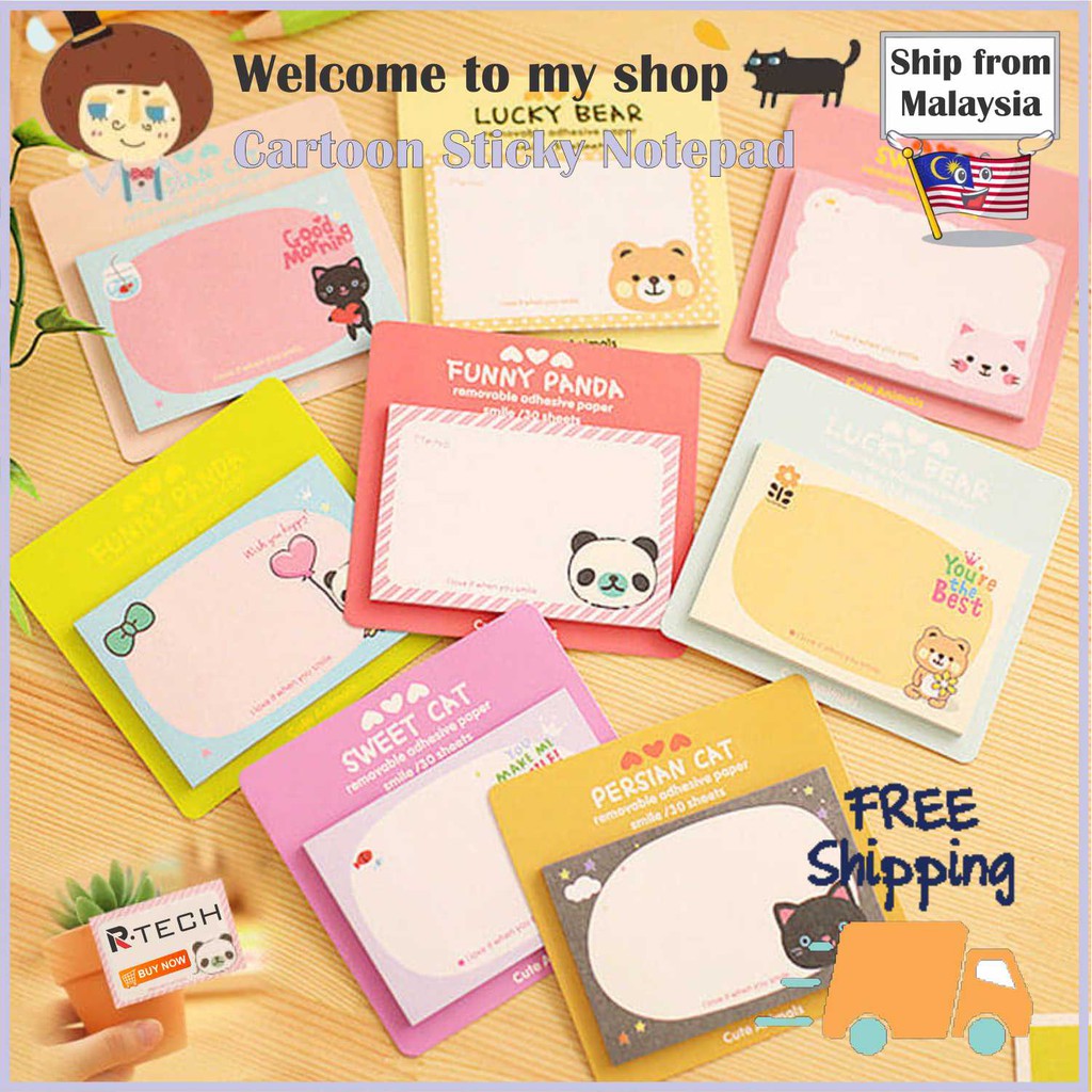 [Ready Stock M'sia] 1pc Korea Memo Pad Sticky Note Bookmark Cute ...