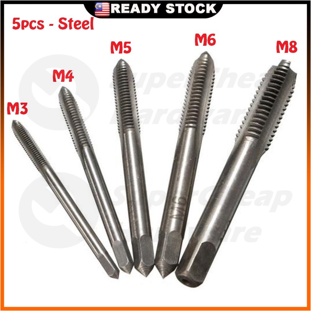 Screw Tap Drill Bit Straight Flute Groove Steel HSS Titanium Hand ...