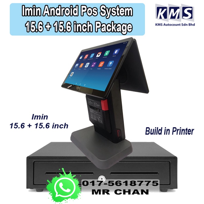 Android Pos System 15.6 + 15.6 inch Dual Screen Touch with Build in ...