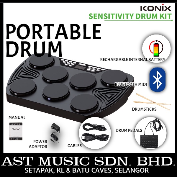 Konix Portable 7-Pad Electronic Drum Kit, Bluetooth Midi and ...